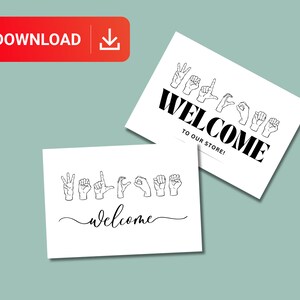 ASL welcome Printable Poster for Shops, Coffee Shops, Business Owners ...