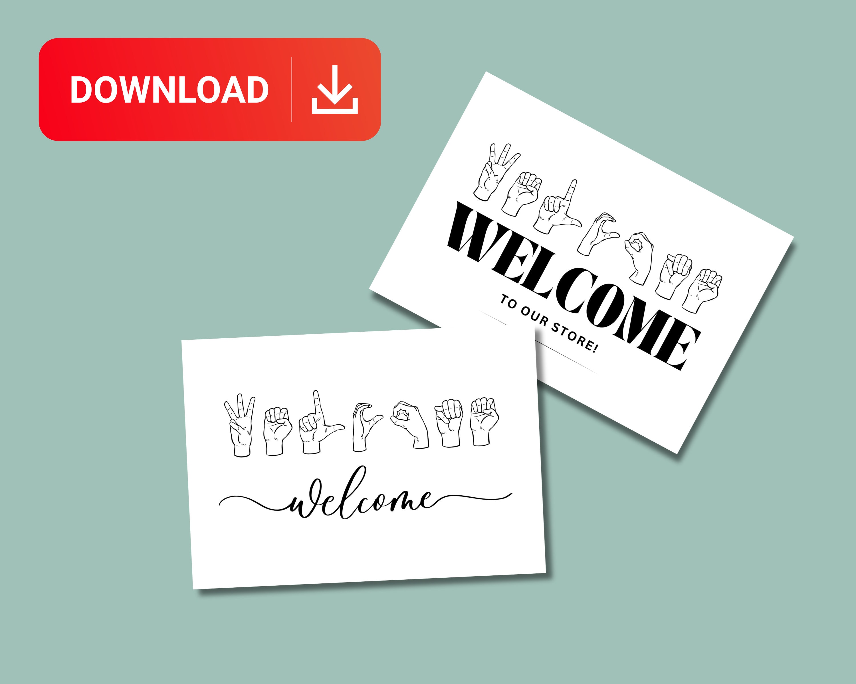 ASL welcome Printable Poster for Shops, Coffee Shops, Business Owners ...