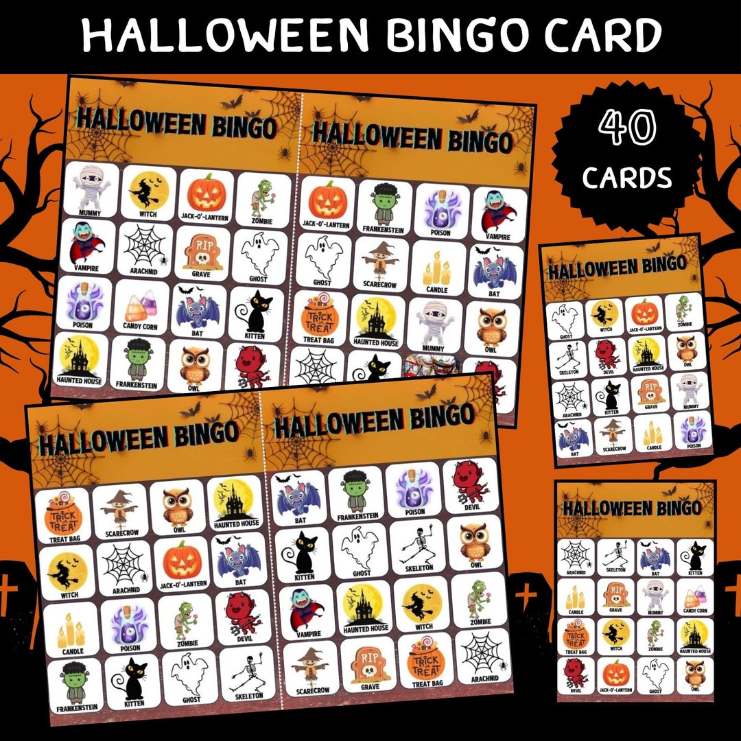 Png,svg,halloween Bingo, 40 Halloween Bingo Cards, Halloween Activity ...