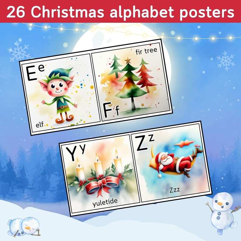 Tarjetas didácticas con el abecedario y el tema navideño / Navidad A-Z ...