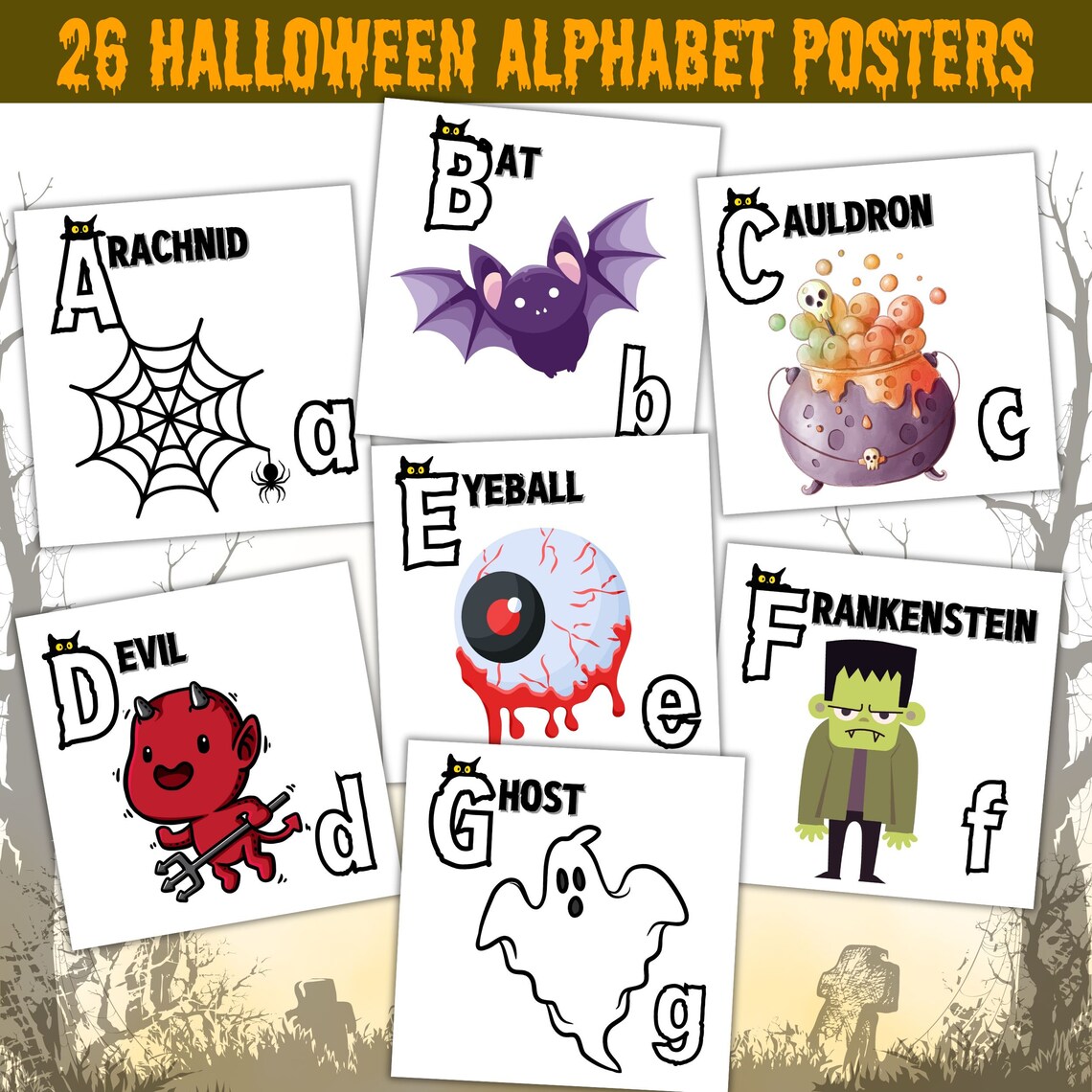 Png,svg,halloween Classroom Decoration, Halloween Alphabet, Halloween ...