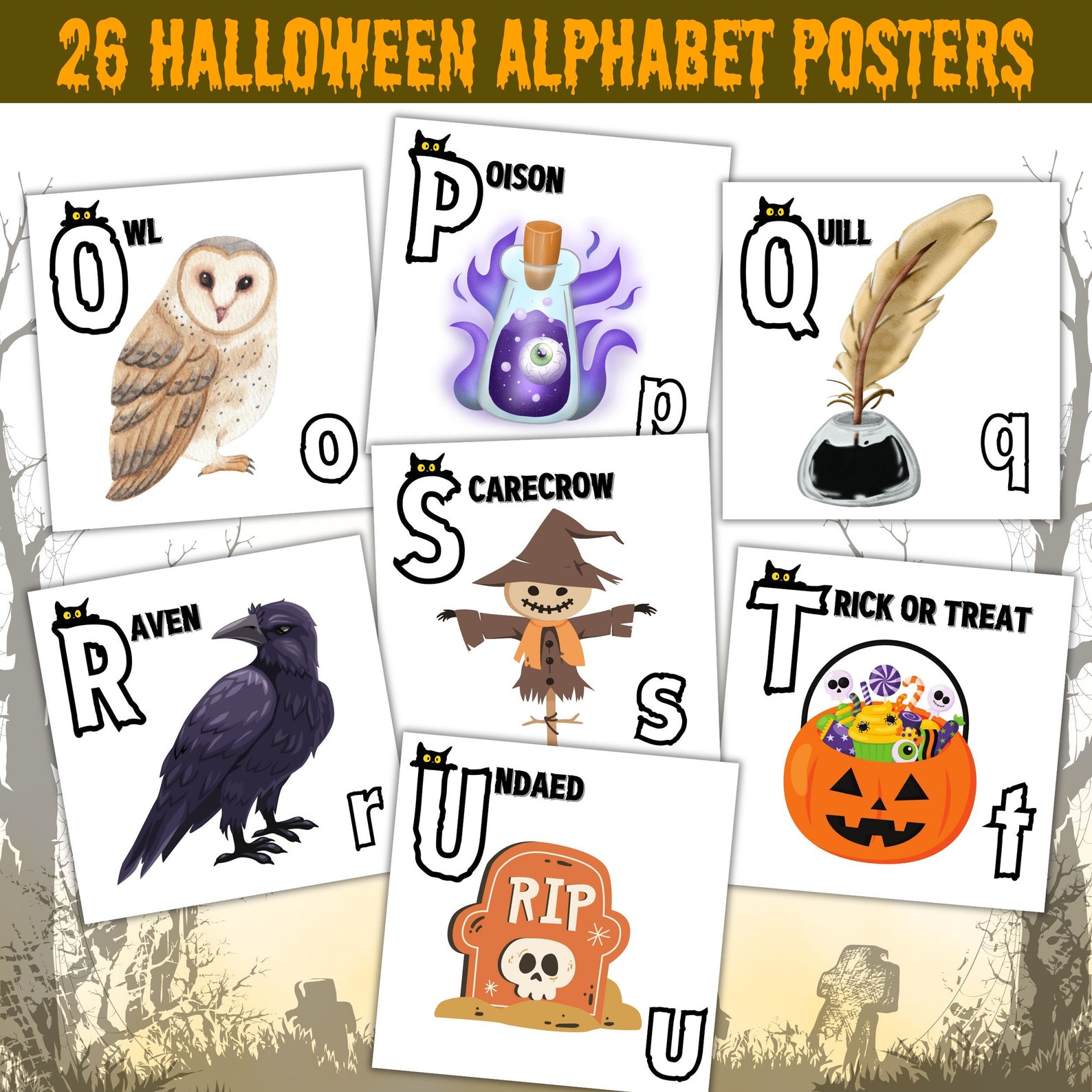 Png,svg,halloween Classroom Decoration, Halloween Alphabet, Halloween ...