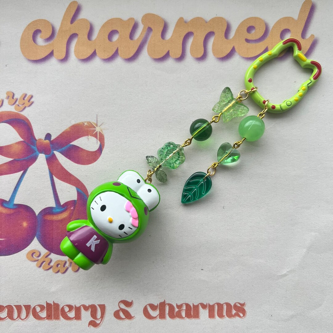 Hello Kitty as Keroppi Carabiner Keychain - Etsy
