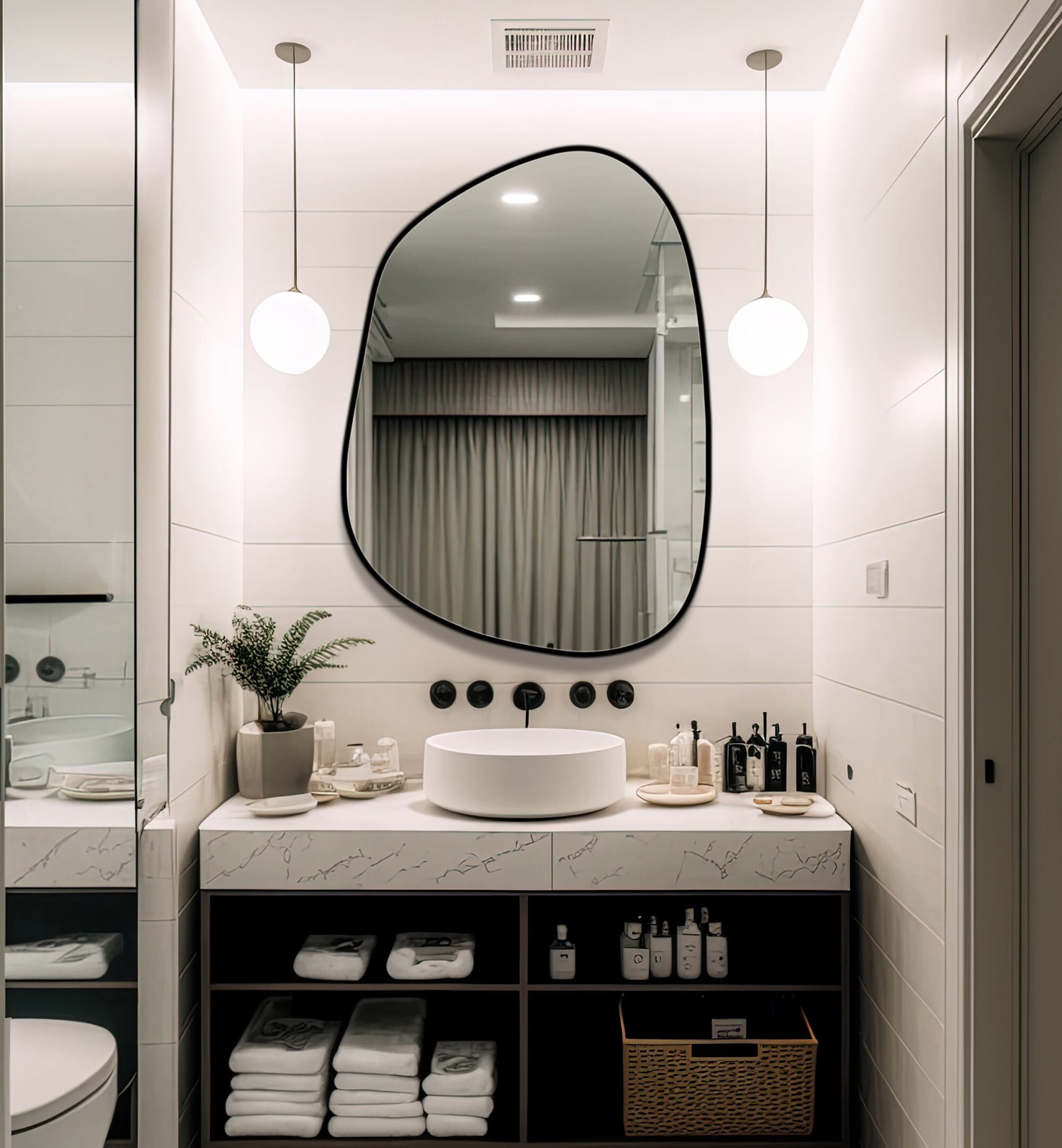 Irregular Mirror for Wall, Modern Large Wall Mirror, Aesthetic Bathroom ...