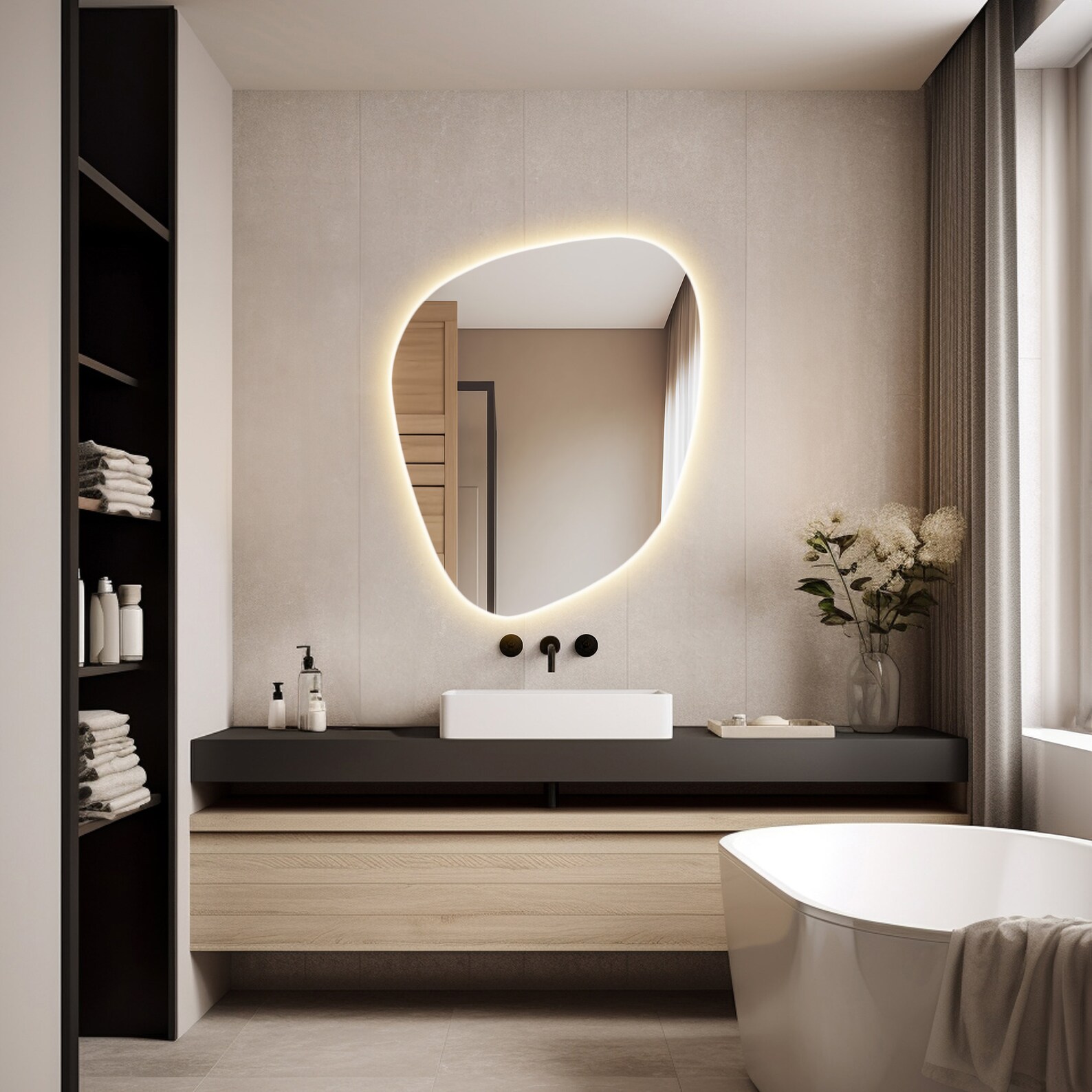 Aesthetic Bathroom Washbasin Mirror, Led Lighted Wall Mirror ...