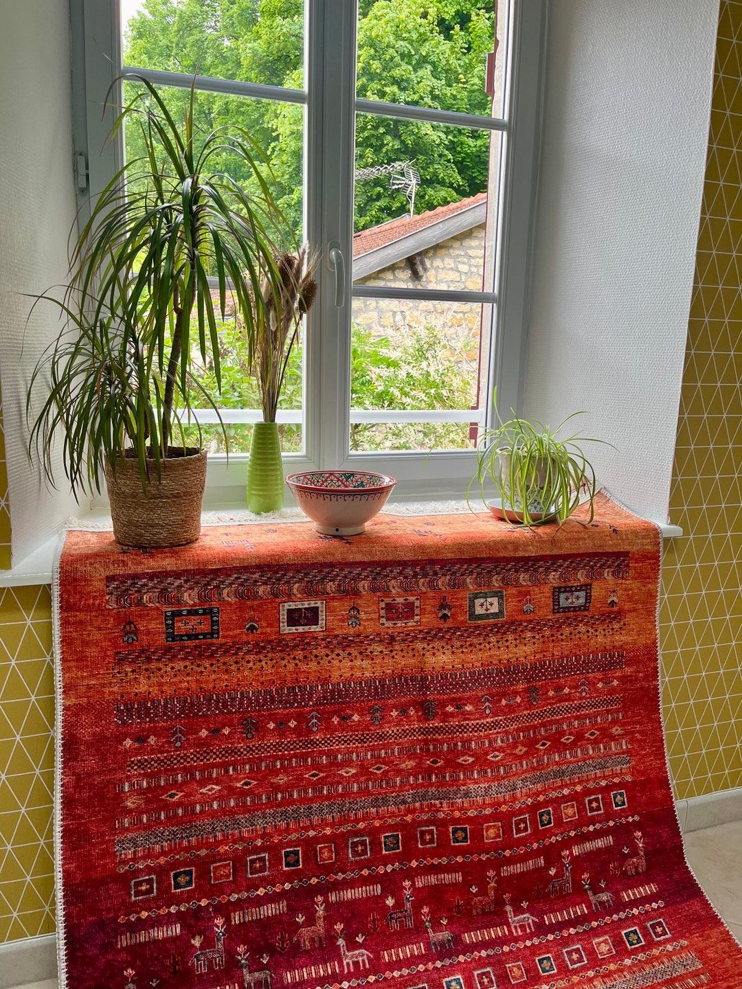 Oriental Kilim Rug / Turkish/afghan Pattern 180x120. 60 Polyester/40 ...