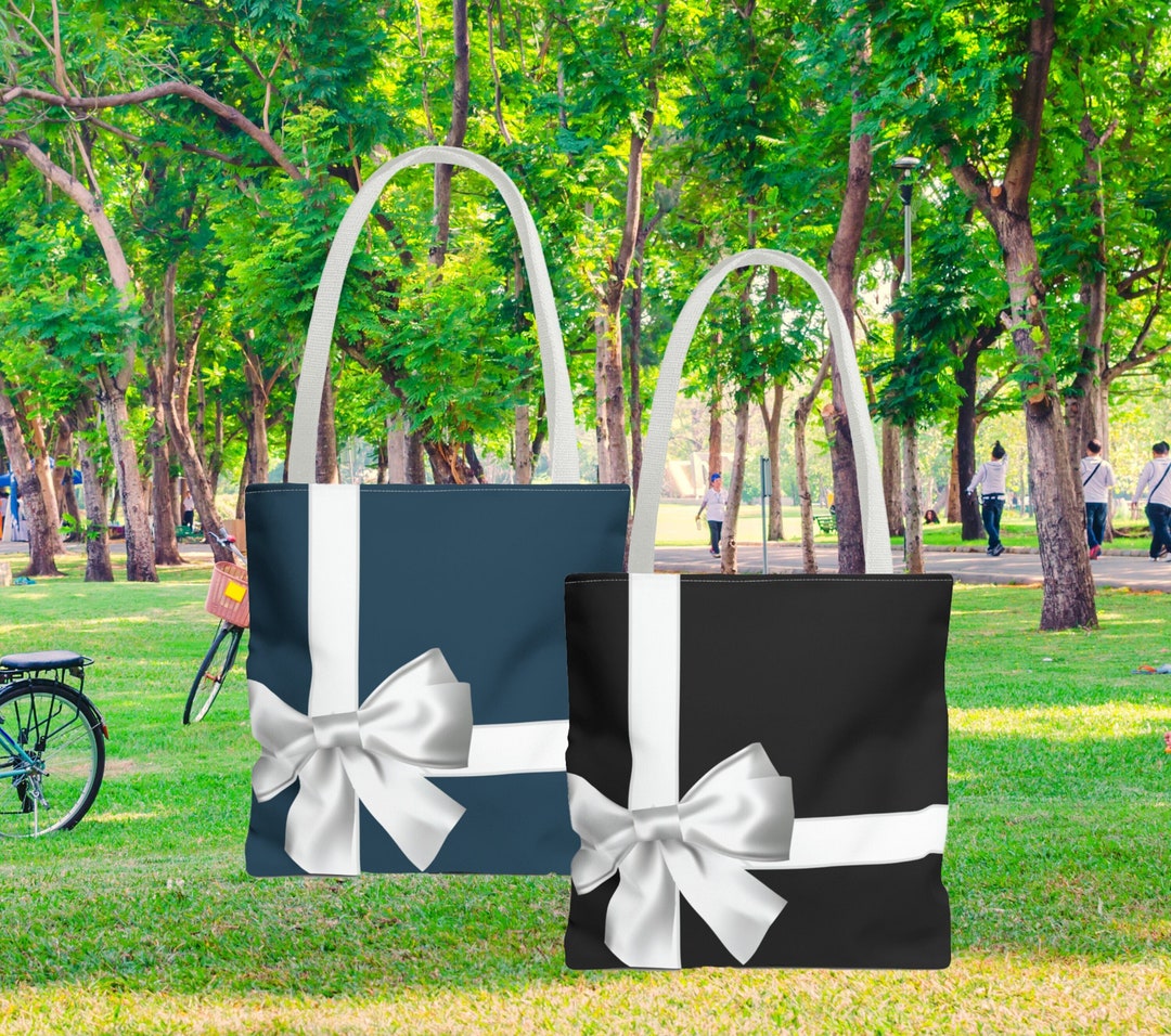 White Bow Tote Bag, Bow Bag, Gift for Her, Shopping Bag, White Bow ...