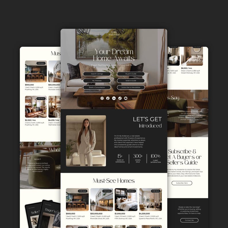 Link in Bio Template for Real Estate, Canva Website Design, Linktree ...