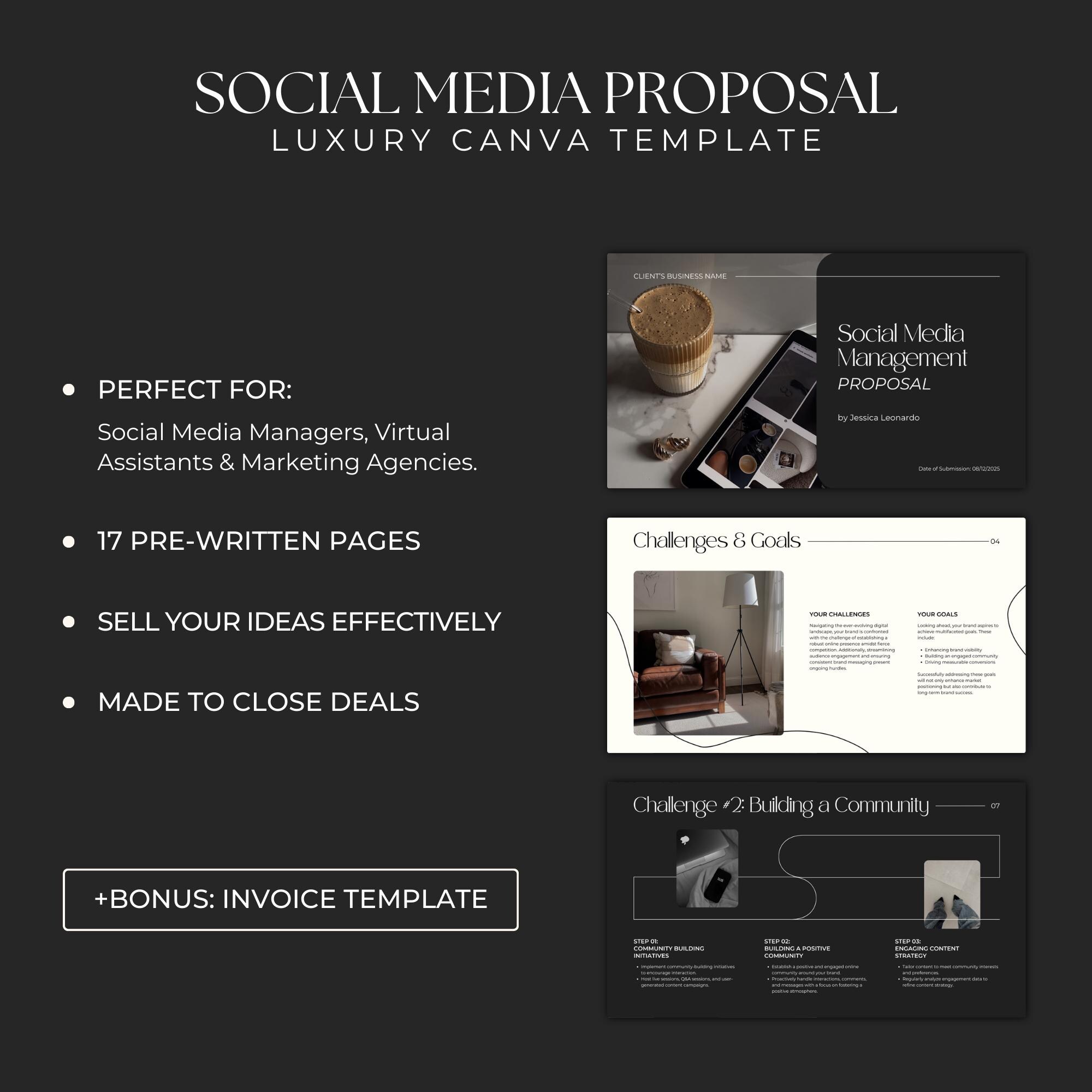 Canva Project Management Proposal Template for Social Media Managers ...