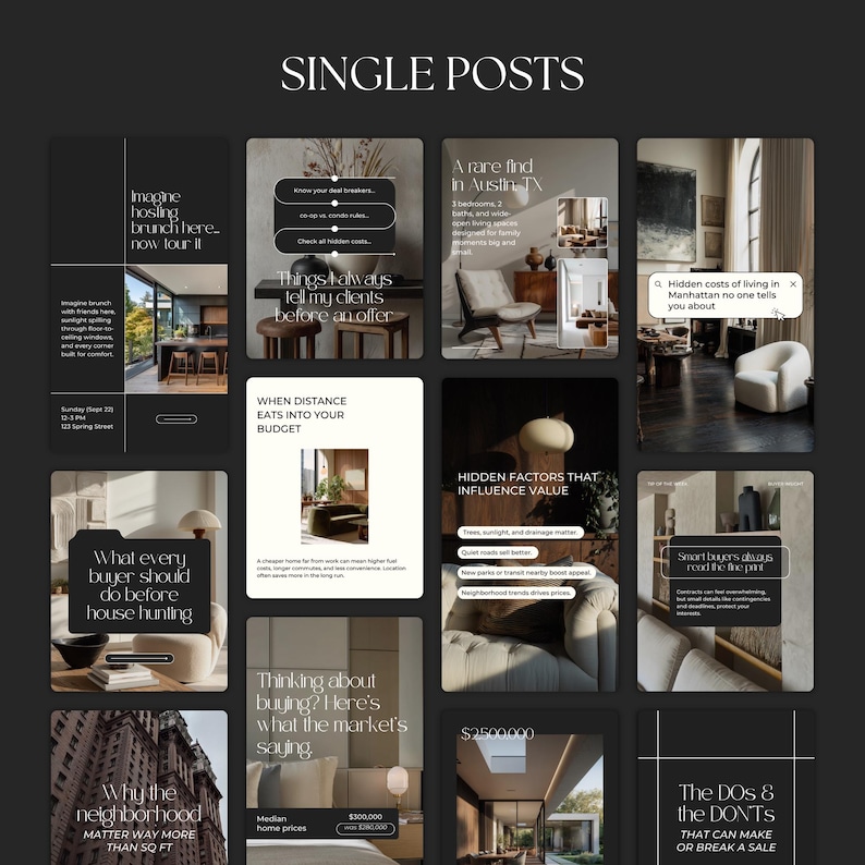 Real Estate Instagram Posts, Carousels & Stories - Social Media Canva ...