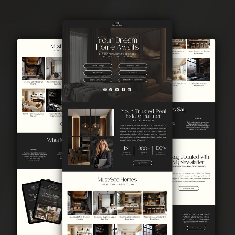 Link in Bio Template for Real Estate, Canva Website Design, Linktree ...