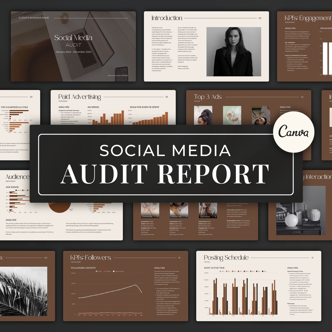 Social Media Audit Report Canva Template, Digital Marketing Template ...