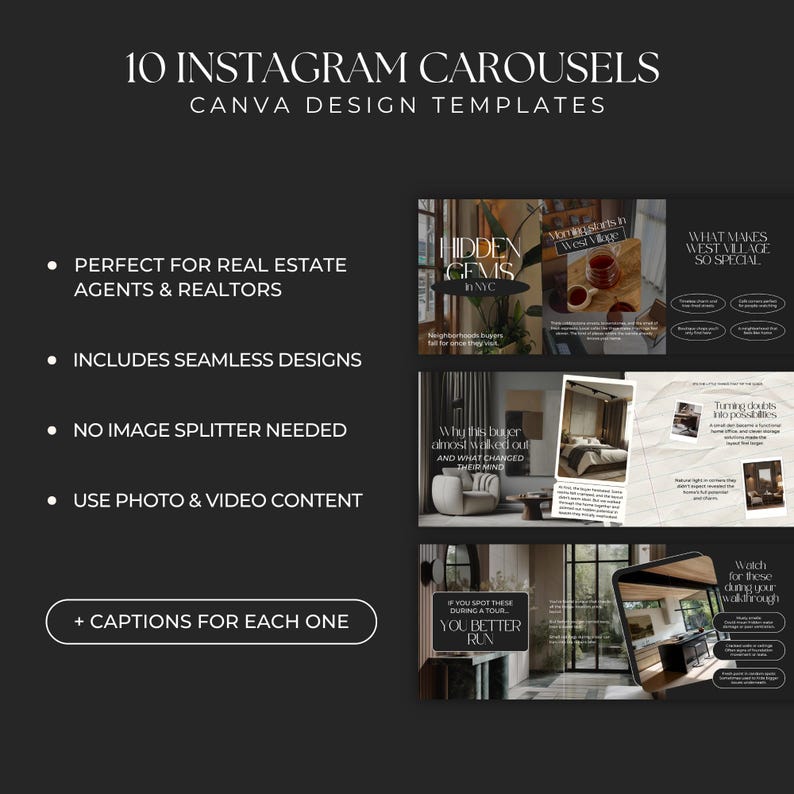 Instagram Carousel Templates for Real Estate Marketing, Agents Social ...
