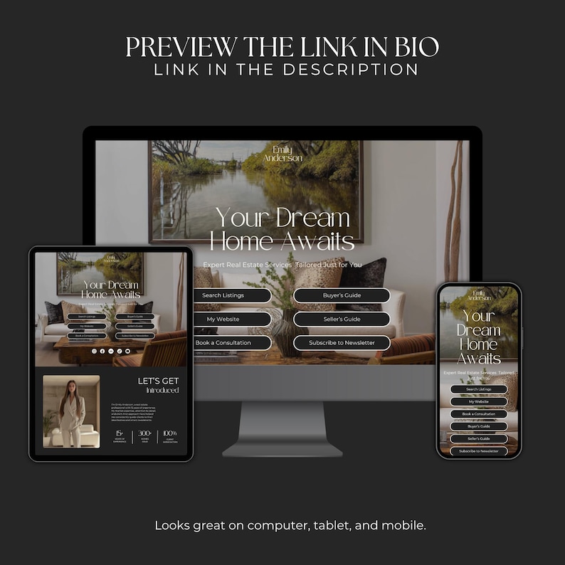 Link in Bio Template for Real Estate, Canva Website Design, Linktree ...