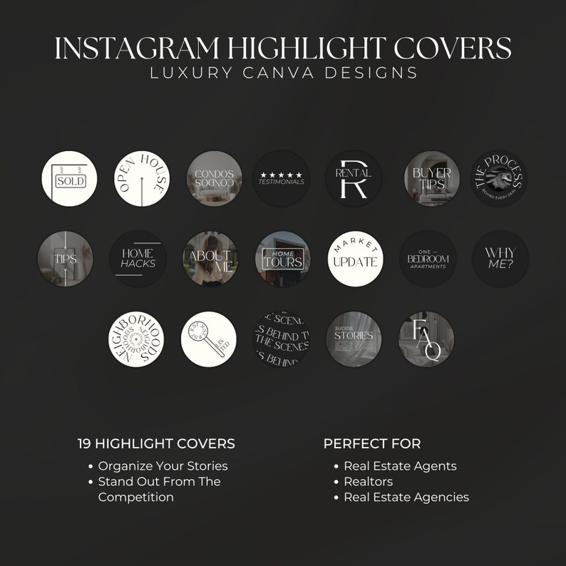 Instagram Highlight Covers for Canva, IG Highlight Covers for Real ...