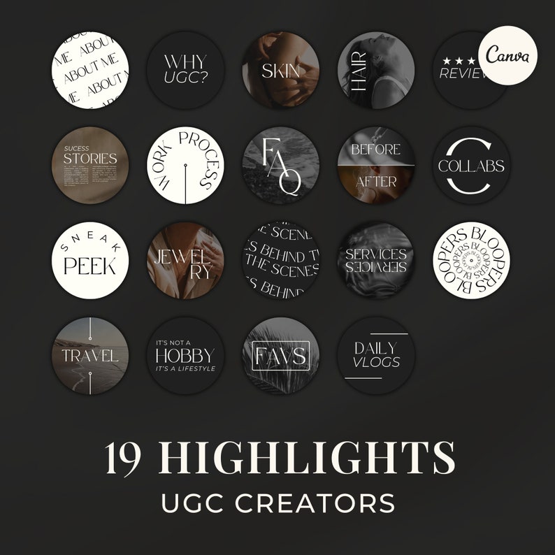 Instagram Highlight Covers for Canva, IG Highlight Covers for UGC ...