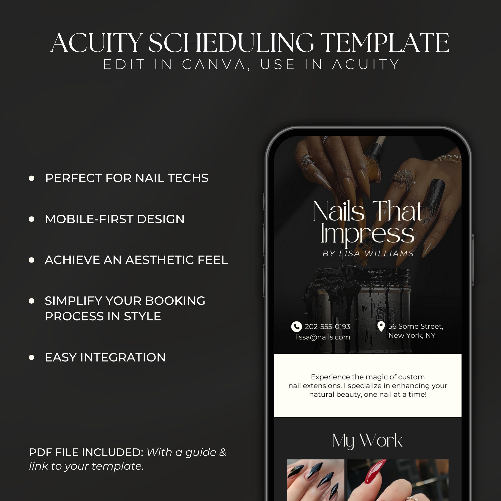 DIY Acuity Scheduling Template Nail Tech for Canva, Nail Technician ...