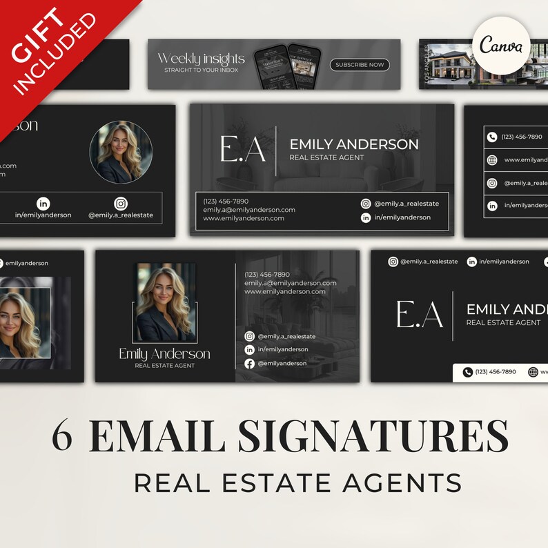 Real Estate Email Signature for Canva, Realtor Marketing, Email ...