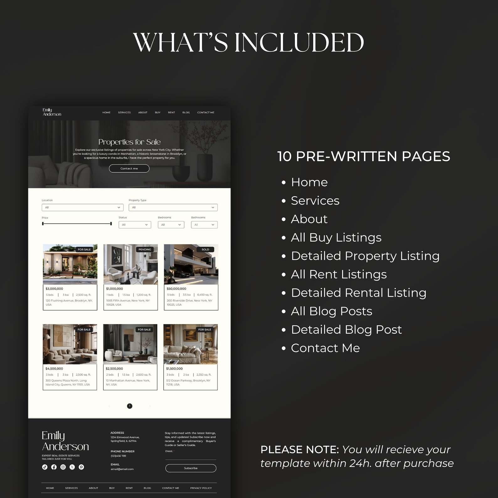 Real Estate Wix Website Template, Realtor Website Design, Digital ...