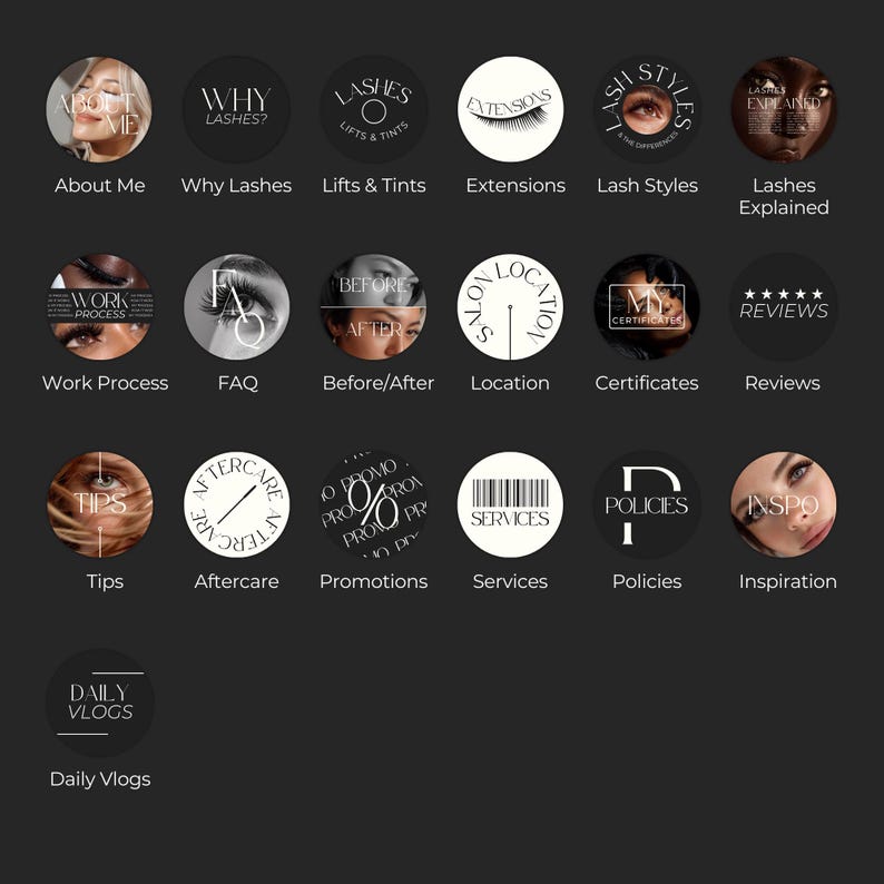 Instagram Highlight Covers for Canva, IG Highlight Covers for Lash ...