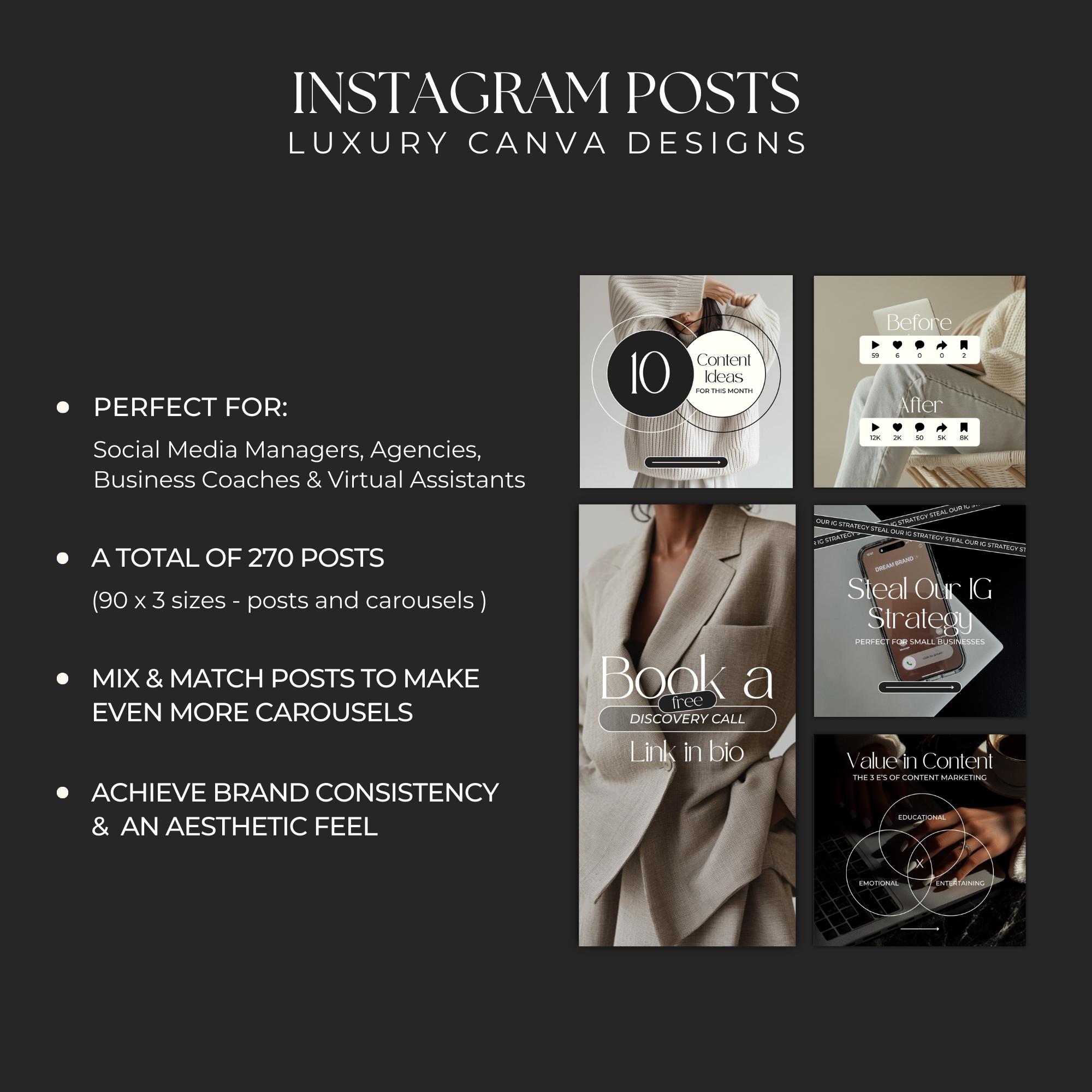 Instagram Posts, Stories, Carousels for Social Media Managers, Virtual ...