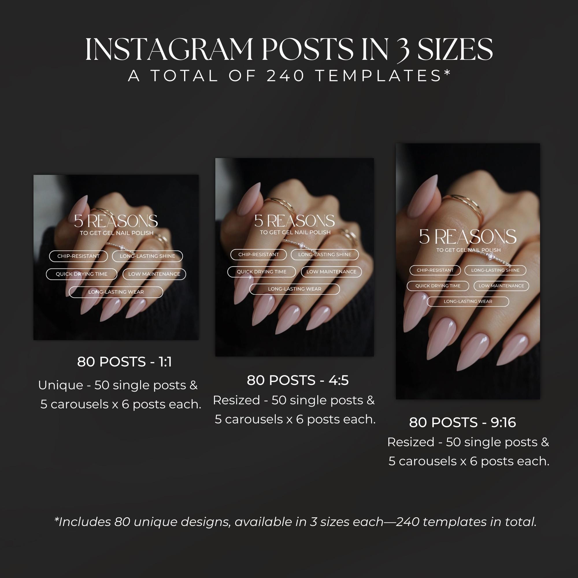 Nail Tech Instagram Posts for Canva, Social Media Marketing Nail ...