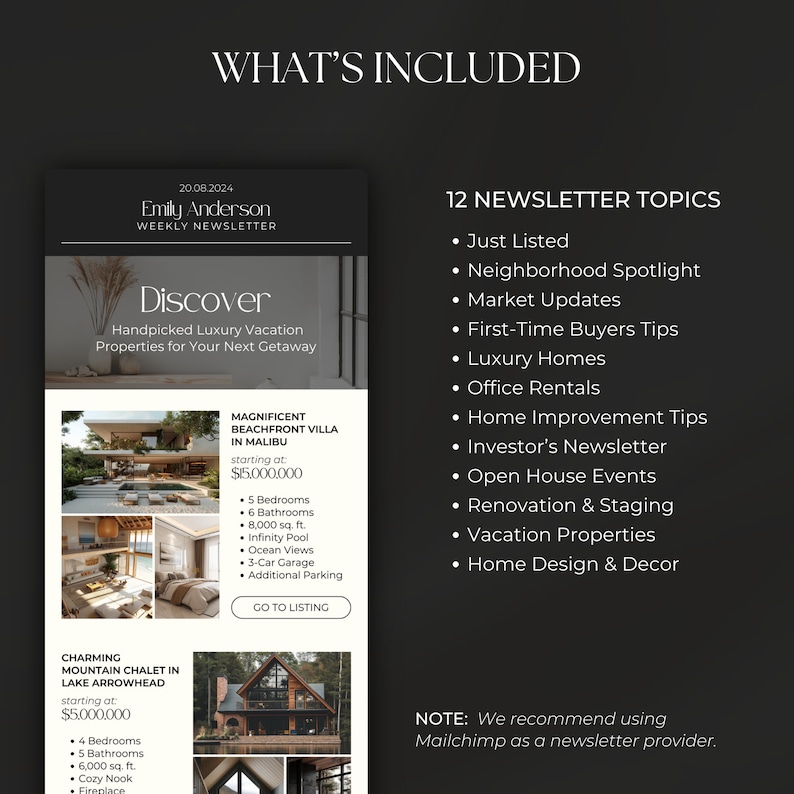 Real Estate Newsletter Template for Canva, Realtor Marketing, Email ...