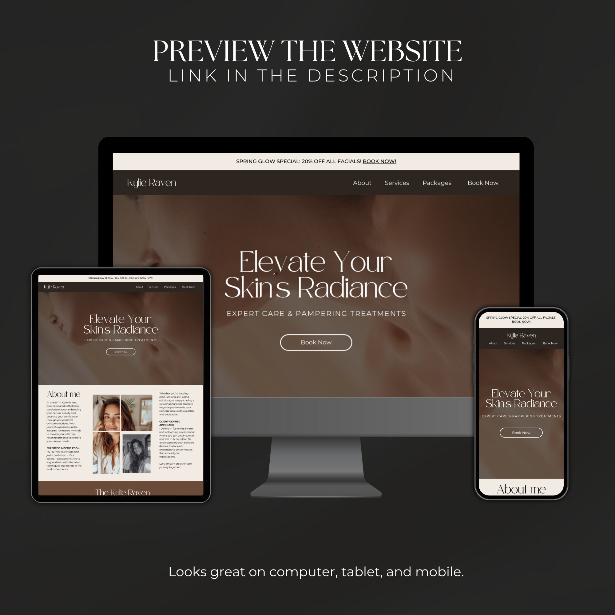 Esthetician Website Template for Canva, Skincare Landing Page, Skin ...