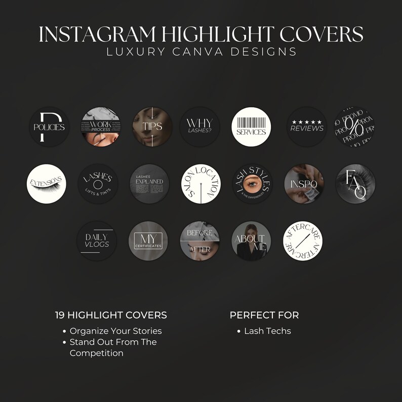 Instagram Highlight Covers for Canva, IG Highlight Covers for Lash ...