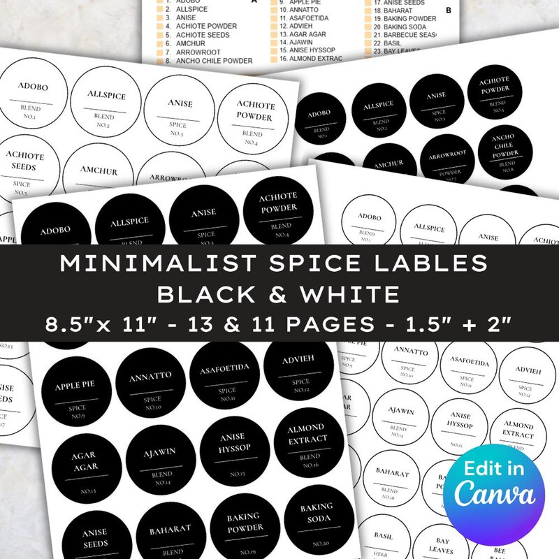 Spice Label Template - Etsy