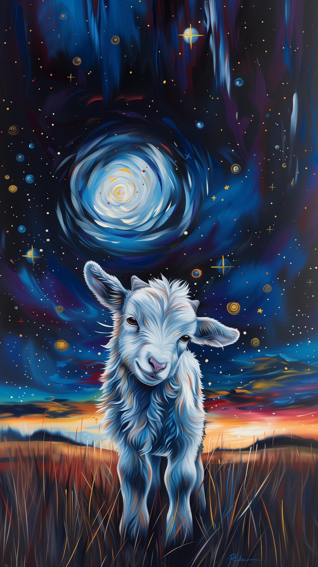 Starry Night Baby Goat Phone Case - Van Gogh Inspired Gift for iPhone ...