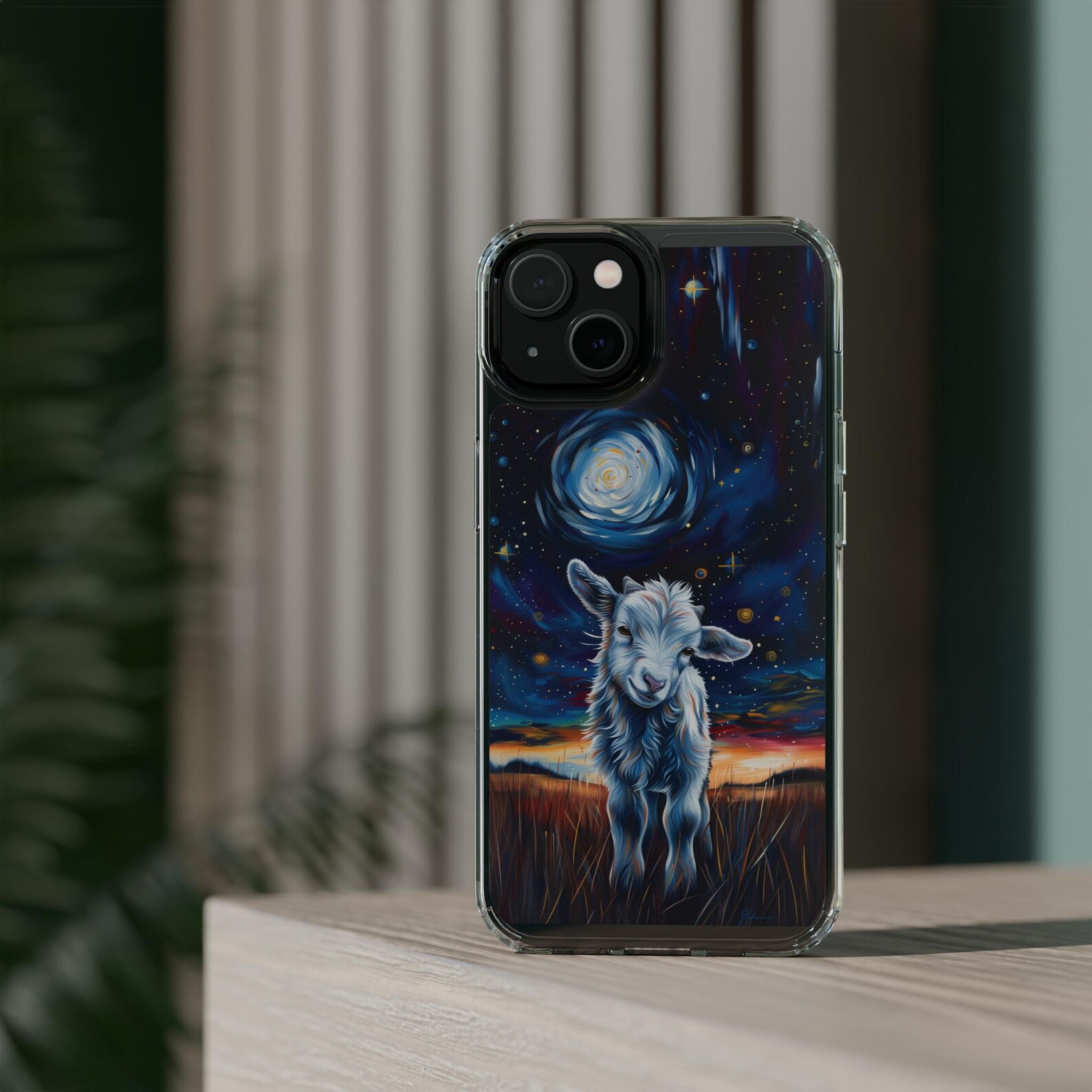 Starry Night Baby Goat Phone Case - Van Gogh Inspired Gift for iPhone ...
