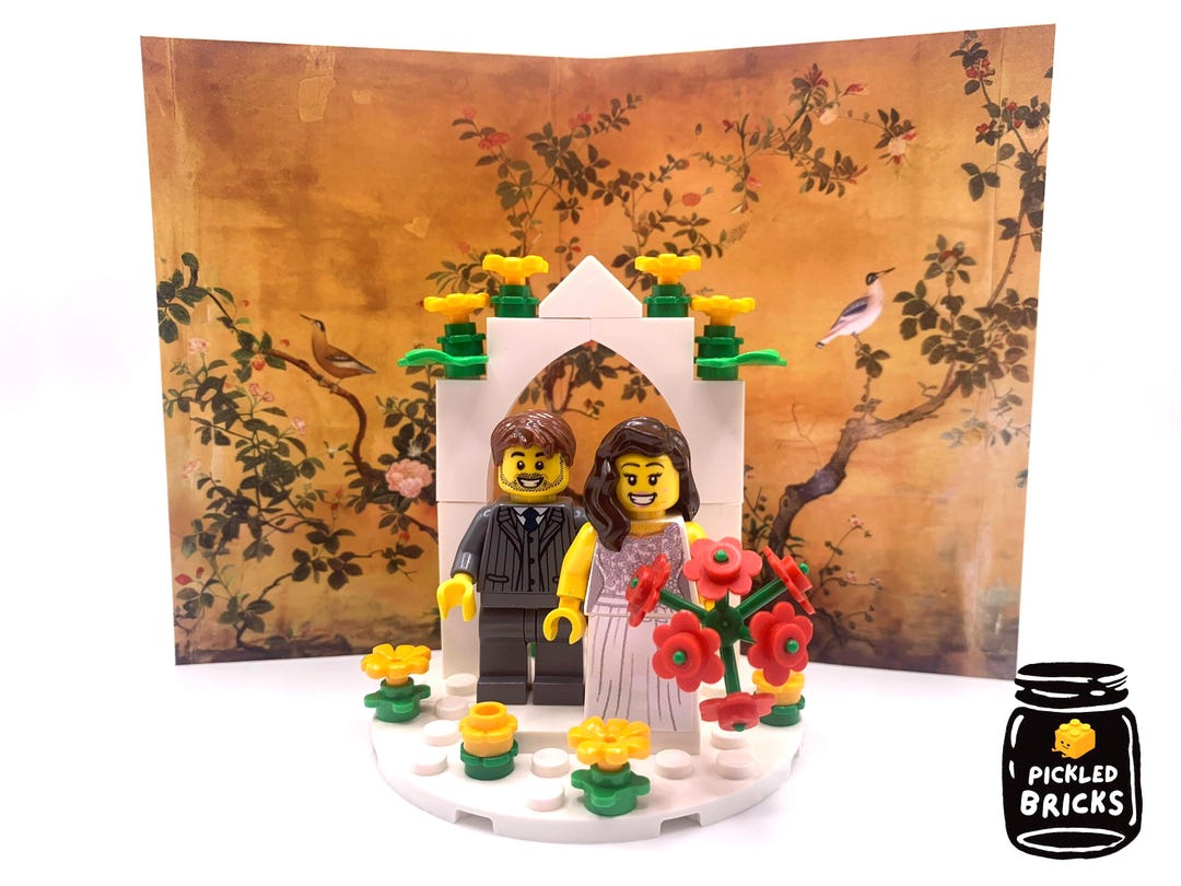 Personalise LEGO® Minifigure Wedding Set – Gold Birds of Paradise Bride ...