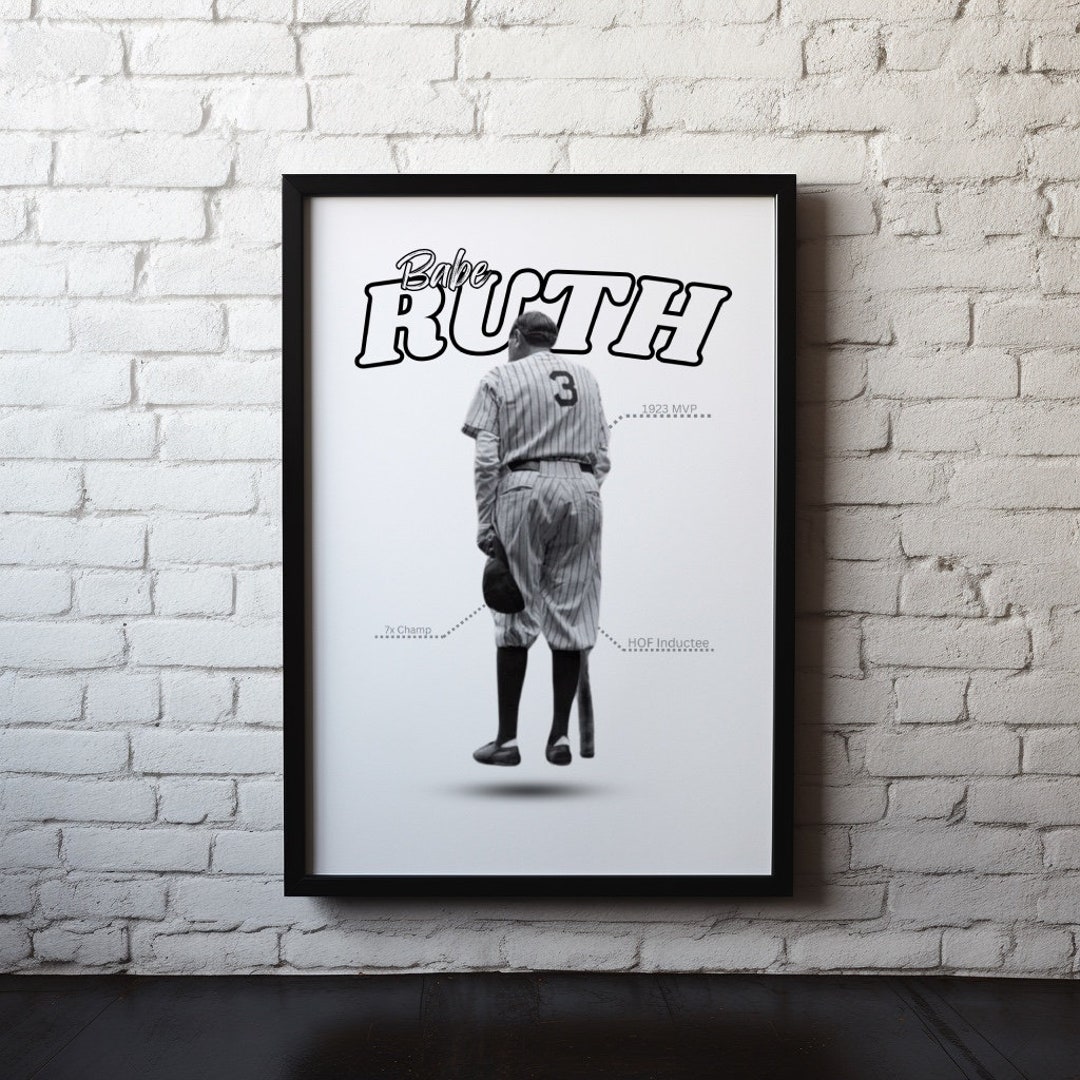 Babe Ruth Wall Art, Babe Ruth Poster, Printable Poster, Sports Decor ...