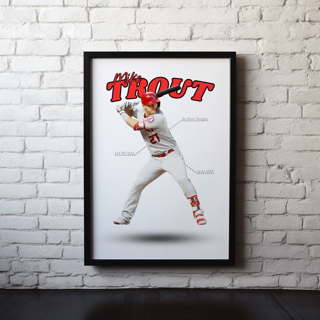 Mike Trout Wall Art, Mike Trout Poster, Printable Poster, Sports Decor ...