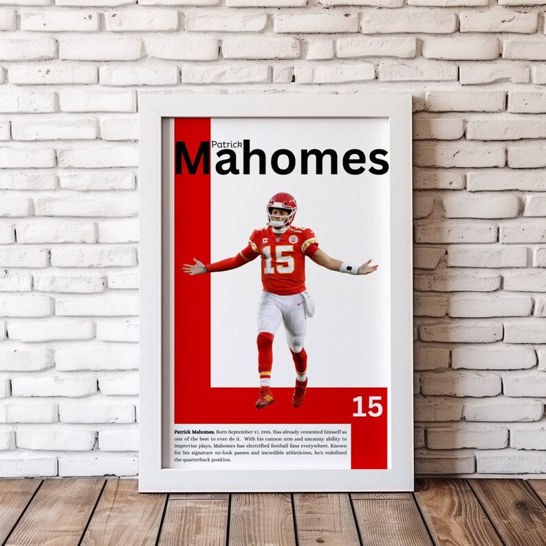 Patrick Mahomes Sports Poster for Decoration Sports Printable Wall Art ...