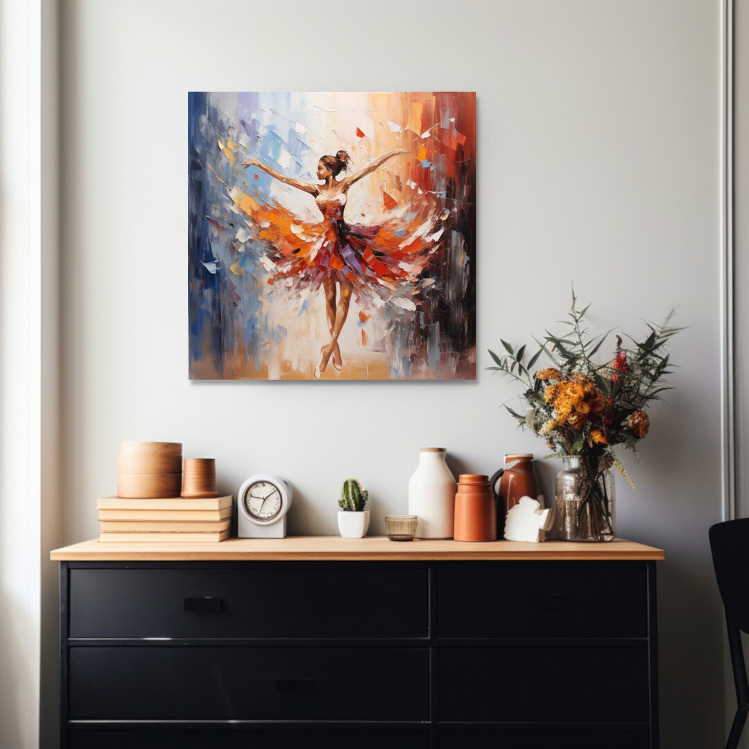 Colorful Abstract Ballet Dancer Print. Ballet Dancer Palette Knife Art ...
