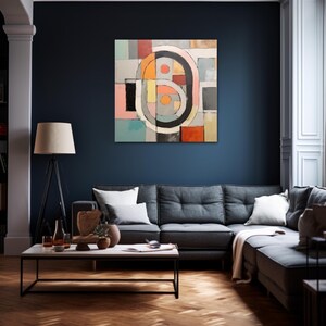 Abstract Acrylic Shapes Painting, Modern Geometric Wall Art, Outlined ...