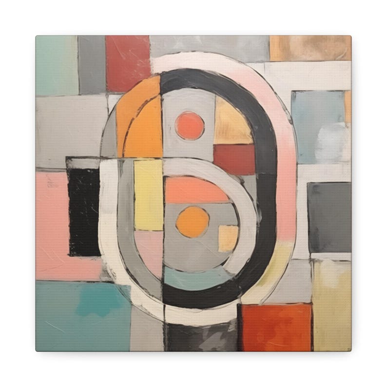 Abstract Acrylic Shapes Painting, Modern Geometric Wall Art, Outlined ...