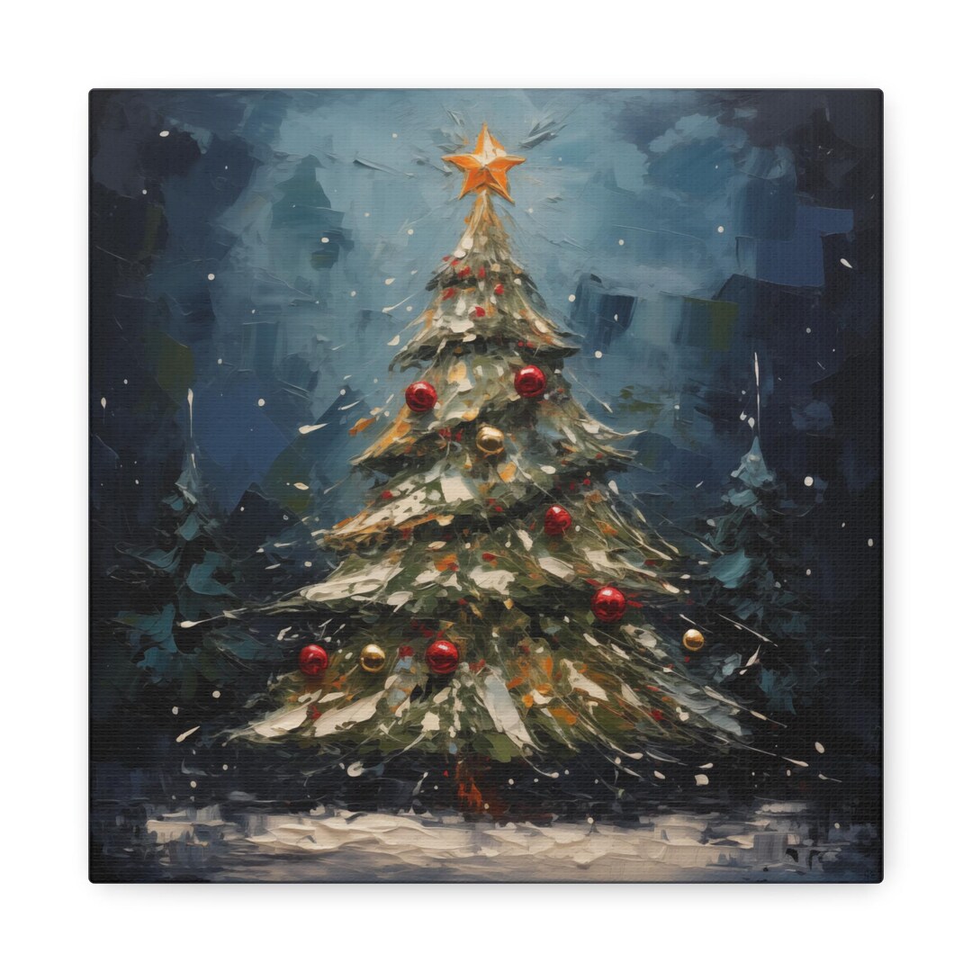 Christmas Tree in the Snow Canvas Print. Holiday Art Wall Decor ...