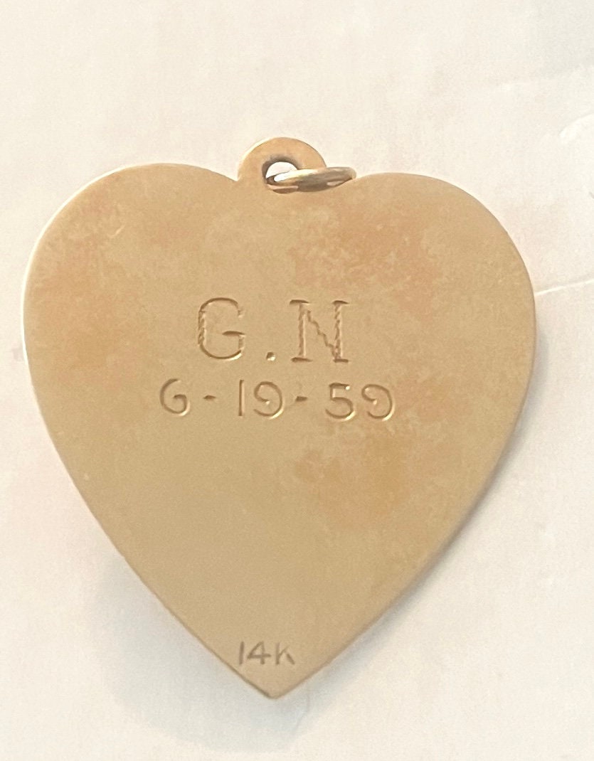 Vintage 14k Gold Heart and Pearl Pendant, 14k Solid Gold Heart Pendant ...