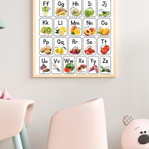 Alphabet Poster With Fruits and Vegetables – A to Z Chart for Kids - Etsy