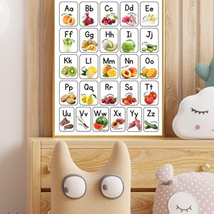 Alphabet Poster With Fruits and Vegetables – A to Z Chart for Kids - Etsy