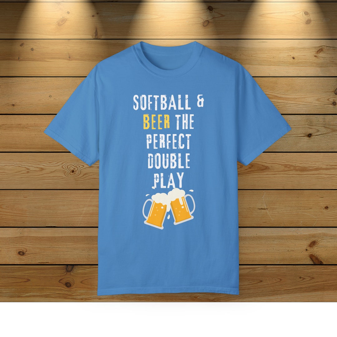 Softball & Beer T-shirt: Funny Dad Gift, Double Play Design - Etsy