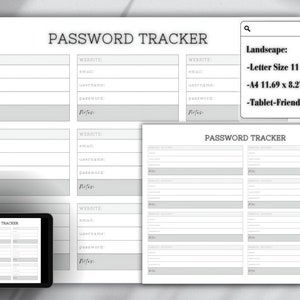 Password Tracker Printable & Customizable, Password Keeper, Password ...