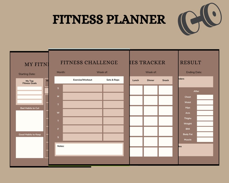 Fitness Planner, Fitness Tracker, Exercise Planner, Fitness, Fitness ...