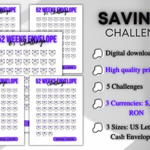 52 Weeks SAVINGS Challenge BUNDLE - BUDGET Tracker – Printable Money ...