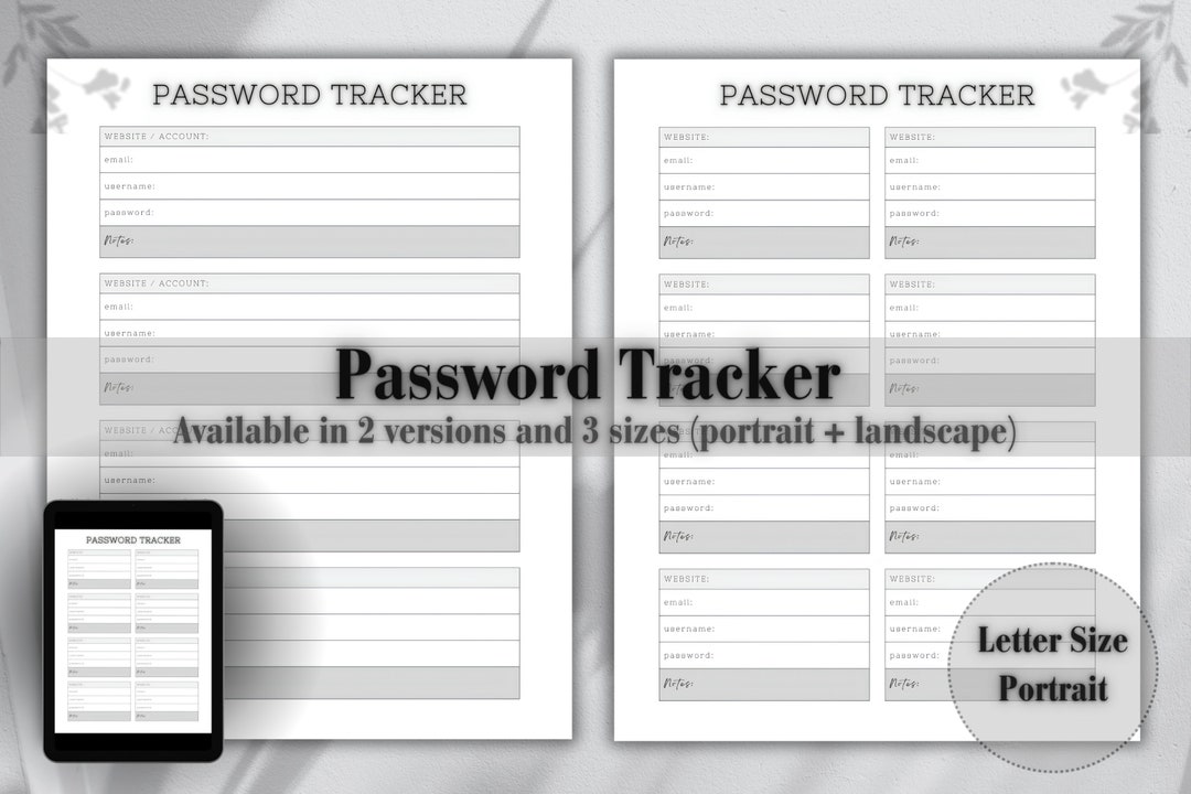 Password Tracker Printable & Customizable, Password Keeper, Password ...