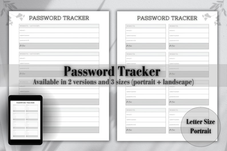 Password Tracker Printable & Customizable, Password Keeper, Password ...