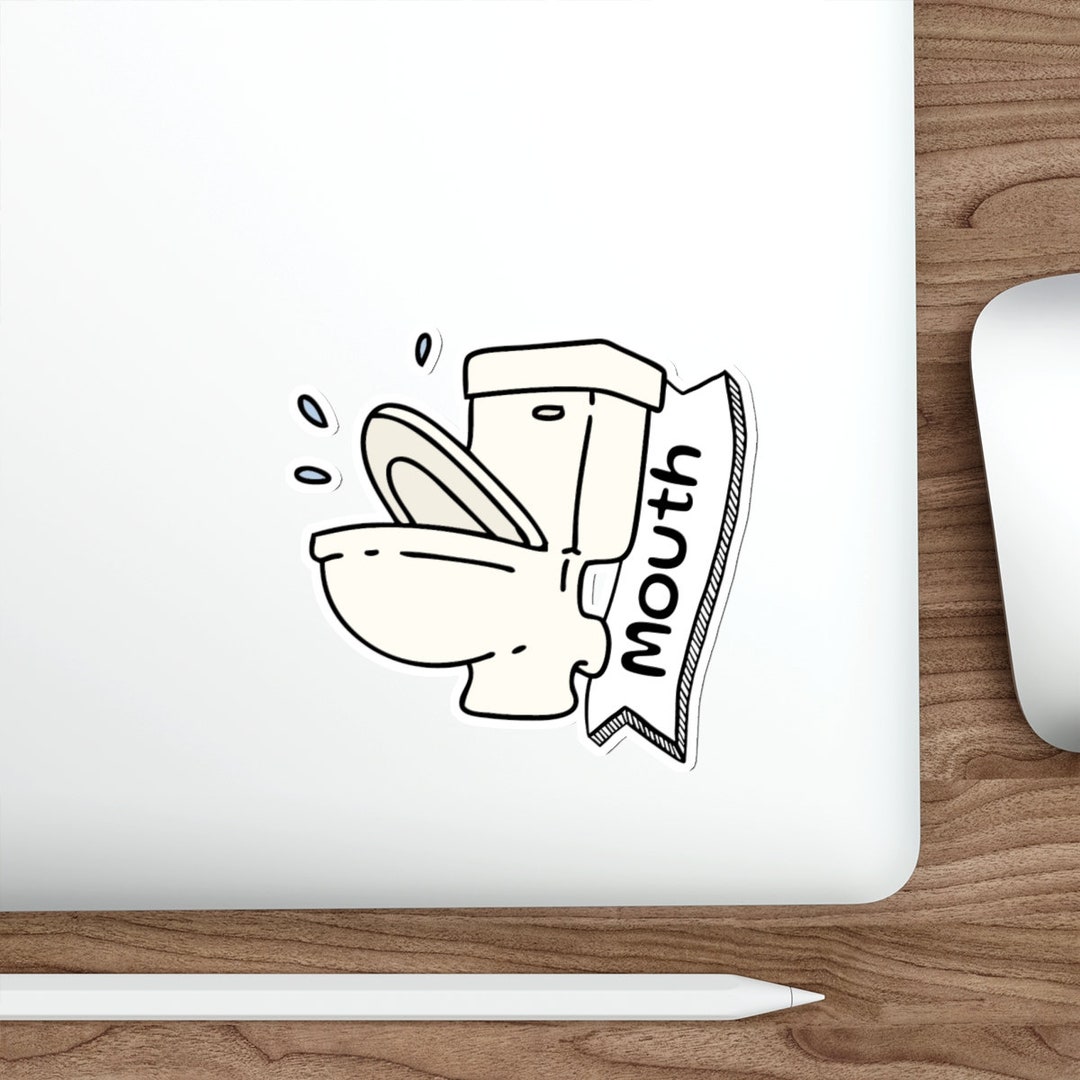 Cartoon Funny Potty Mouth Toilet Die-cut Sticker for Water Bottles ...